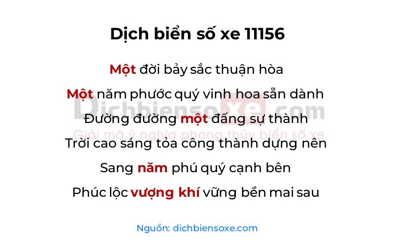 Xem ý nghĩa phong thủy biển số xe 11156 (Nhất Nhất Sinh Lộc)