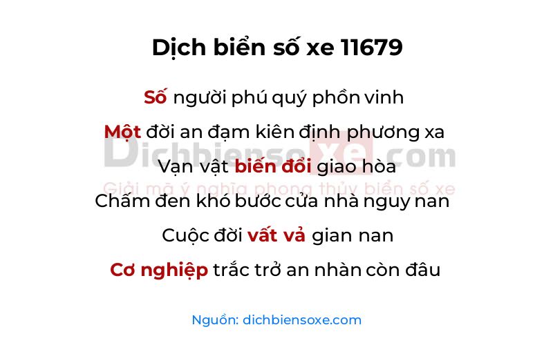 Xem ý nghĩa phong thủy biển số xe 11679 (Nhất Lộc Thần Tài Lớn)