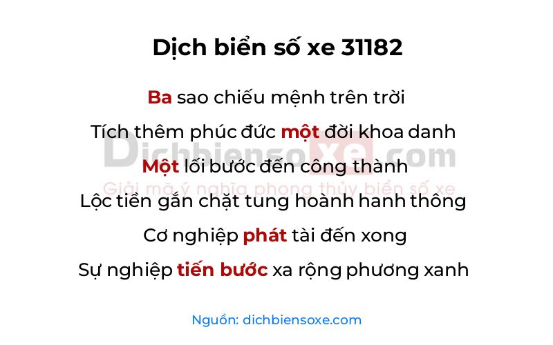 Xem ý nghĩa phong thủy biển số xe 31182 (Nhất Nhất Phát Mãi)