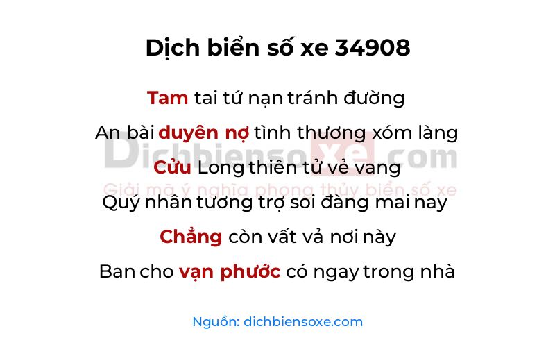 Xem ý nghĩa phong thủy biển số xe 34908 (Tứ Cửu Phát Tài)