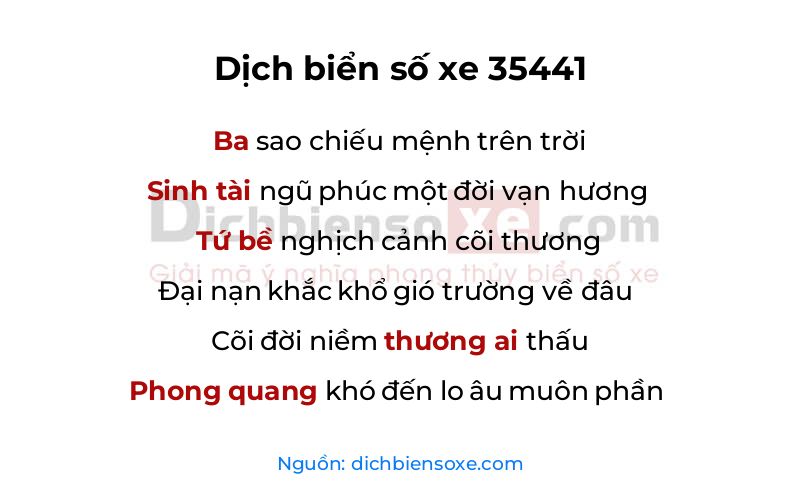 Xem ý nghĩa phong thủy biển số xe 35441 (Bốn Mùa Sinh Tài Lộc Tử Nhất)