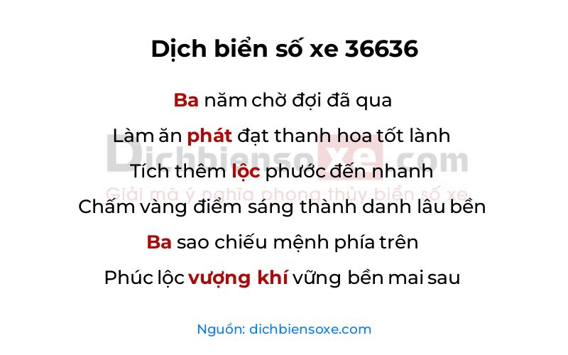 Xem ý nghĩa phong thủy biển số xe 36636 (Song Lộc Tài Lộc)