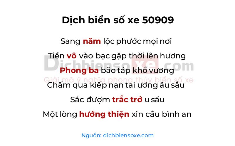 Xem ý nghĩa phong thủy biển số xe 50909 (Khởi Đầu Viên Mãn)