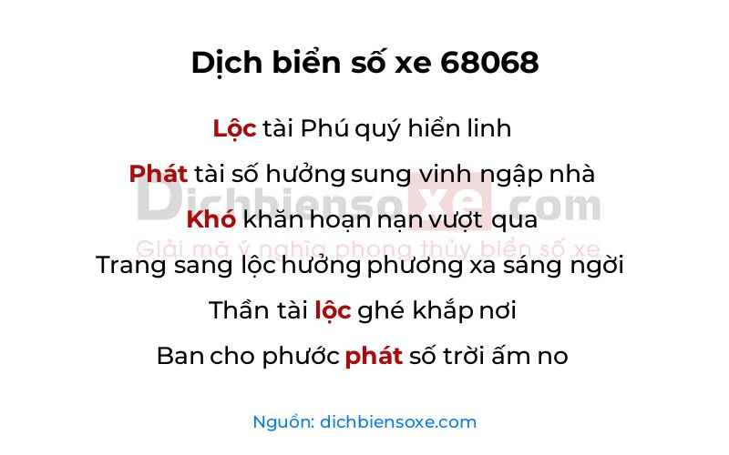 Xem ý nghĩa phong thủy biển số xe 68068 (Phát Không Lộc Phát)