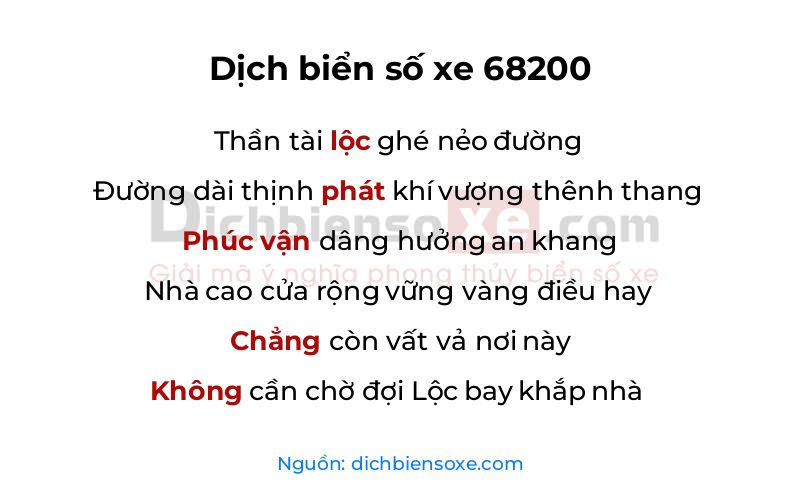 Xem ý nghĩa phong thủy biển số xe 68200 (Phát Mãi Khởi Sinh)