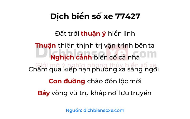 Xem ý nghĩa phong thủy biển số xe 77427 (Thất Tử Mãi Phất)