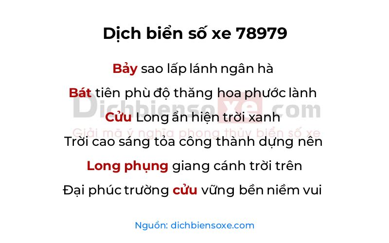 Xem ý nghĩa phong thủy biển số xe 78979 (Phát Trường Cửu Thần Tài Lớn)