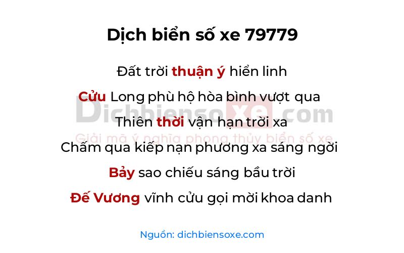 Xem ý nghĩa phong thủy biển số xe 79779 (Trường Thọ Thần Tài Lớn)
